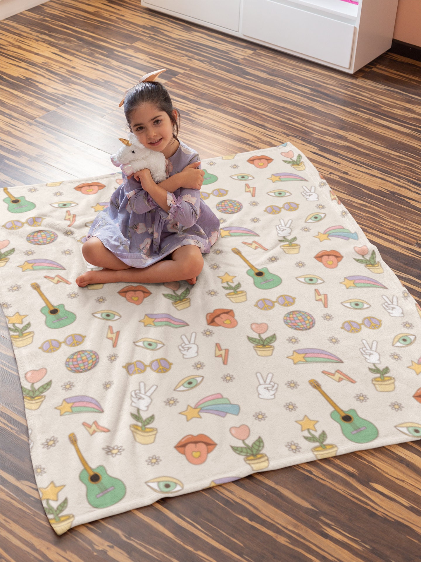 Hippie Cute Blanket Peace Sign Retro Blanket - Etsy