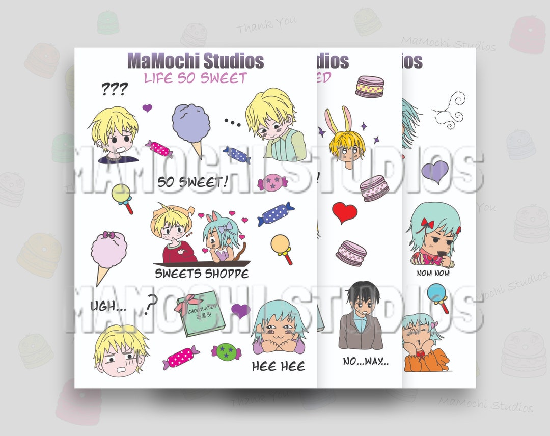 Sticker Sheet - Anime Manga Manhwa Life, Love Candy, Kawaii Kids Art ...