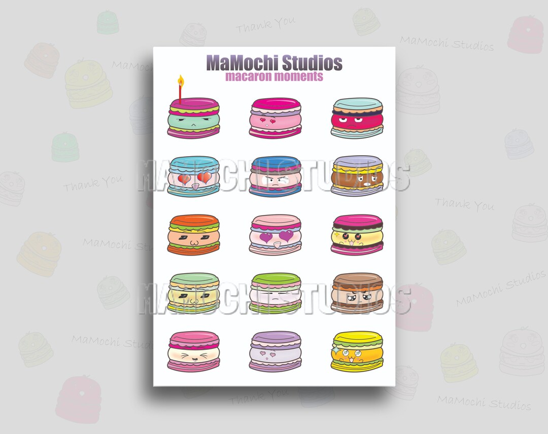 Sticker Sheet - Kawaii Macaron Party 6, Laptop Stickers, Water Bottle ...