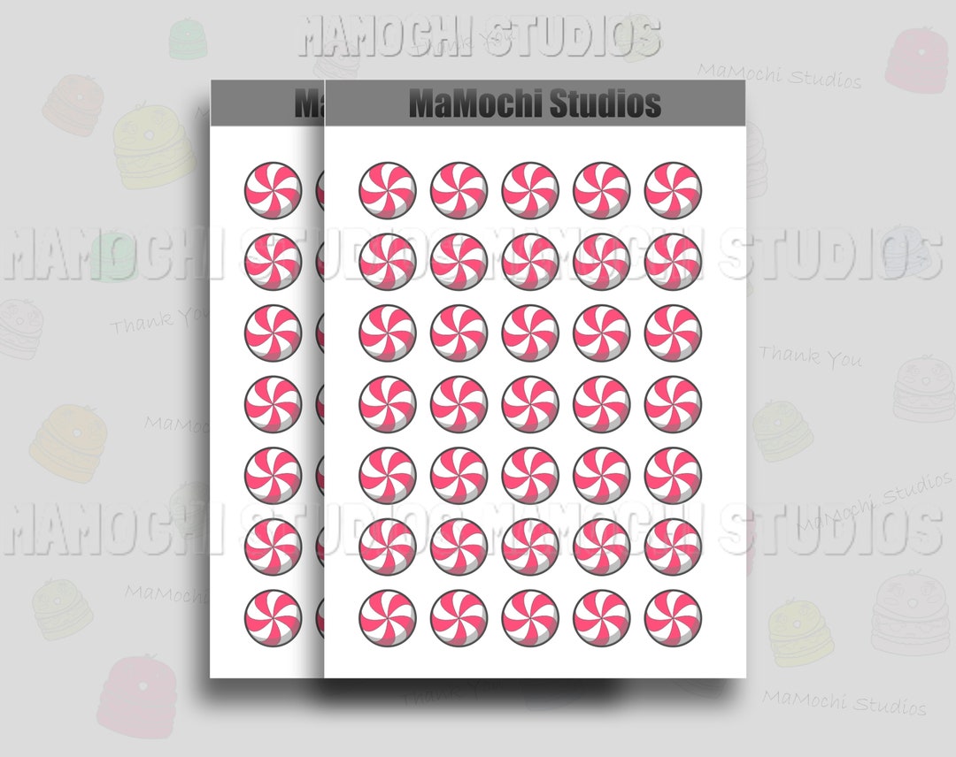 Mini Planner Stickers - 2 Sheets Peppermint Candies, Bujo Stickers ...