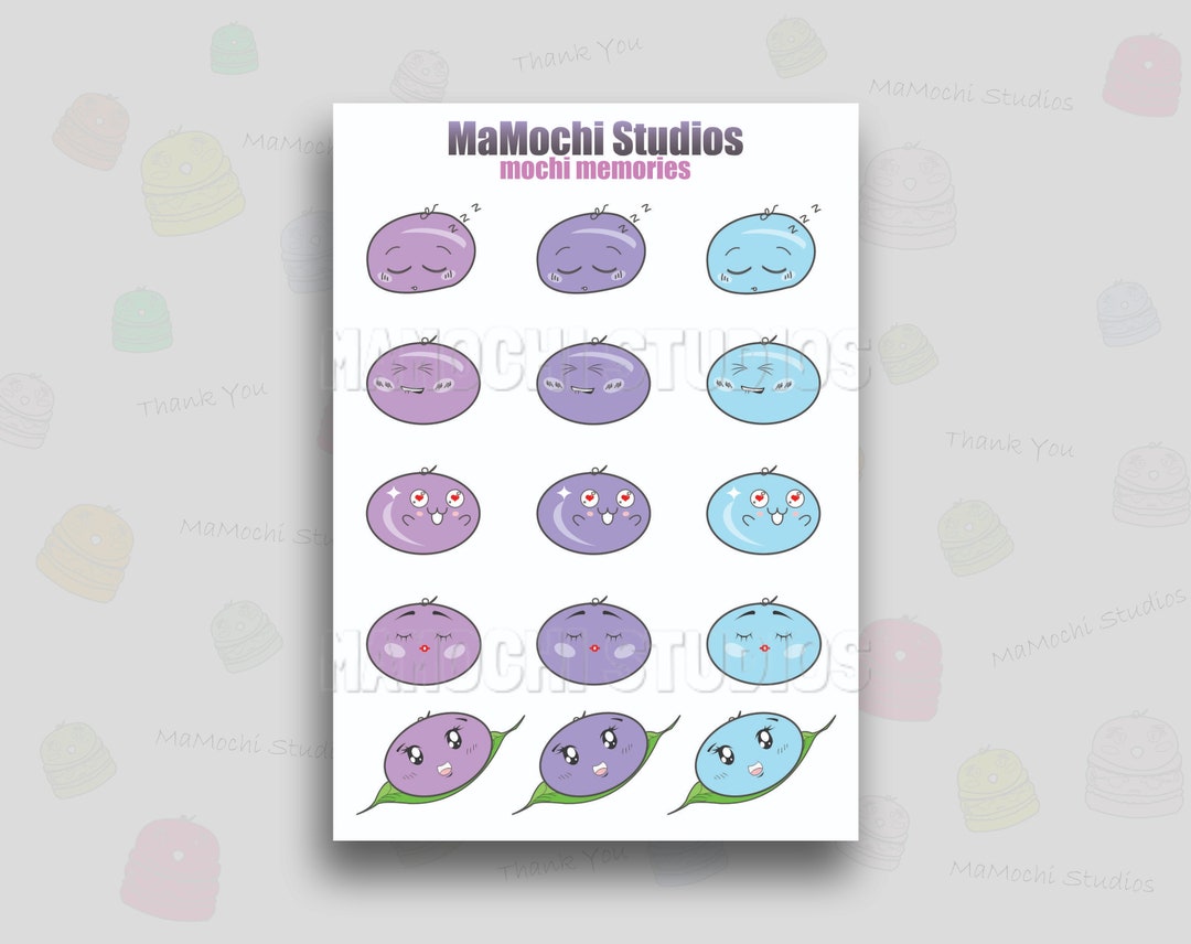 Mochi Kawaii Moods Sticker Sheet – Travel Journal, Bujo - Etsy