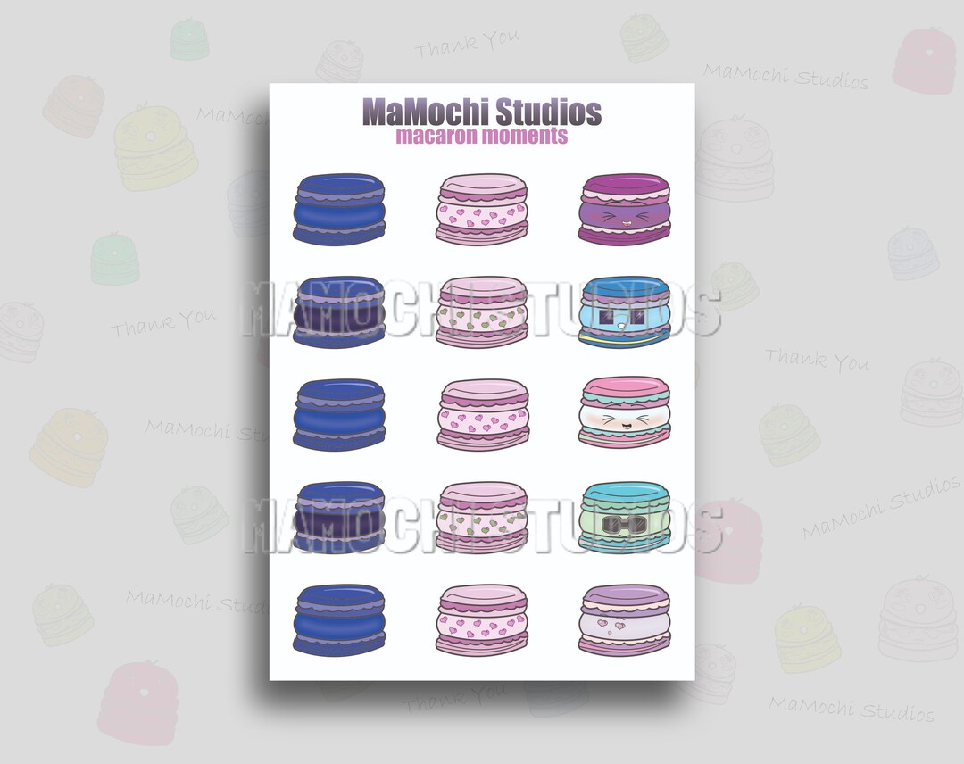 Kawaii Macaron Sticker Sheet – Cute Confection Stickers - Etsy