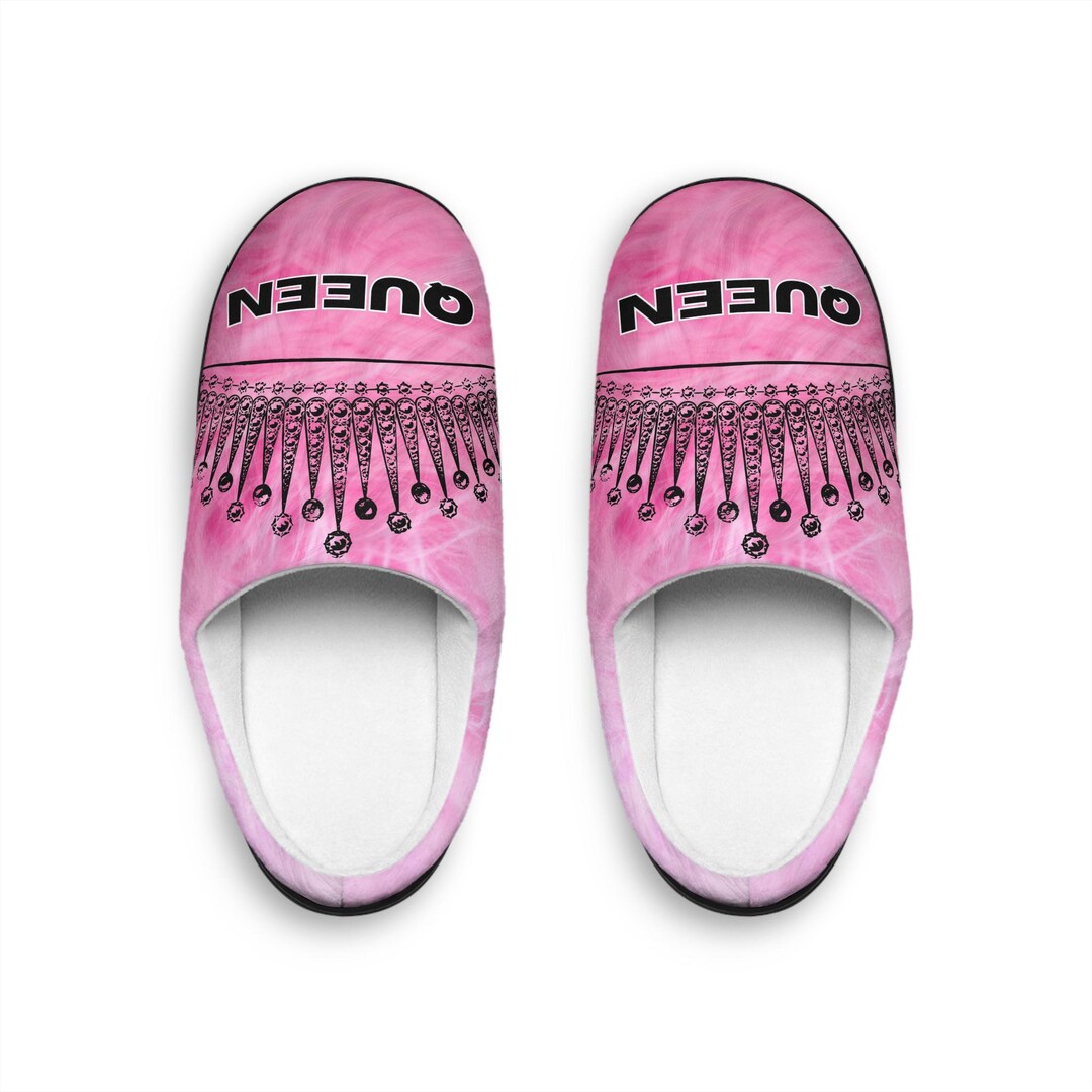 Pink "queen" Slippers, Crown Print Indoor Footwear, Perfect Gift for ...