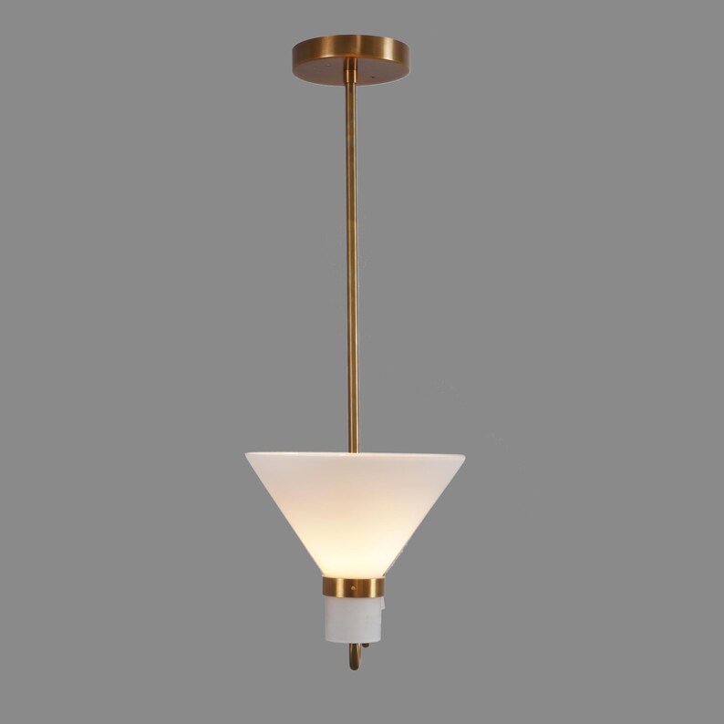 Modern Brass Two Light Glass Cone Shade Funnel Sputnik Ceiling ...