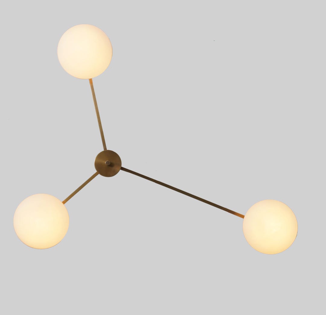 Three Globe Brass Sputnik Handmade Ceiling Chandelier Brass Flush Mount ...