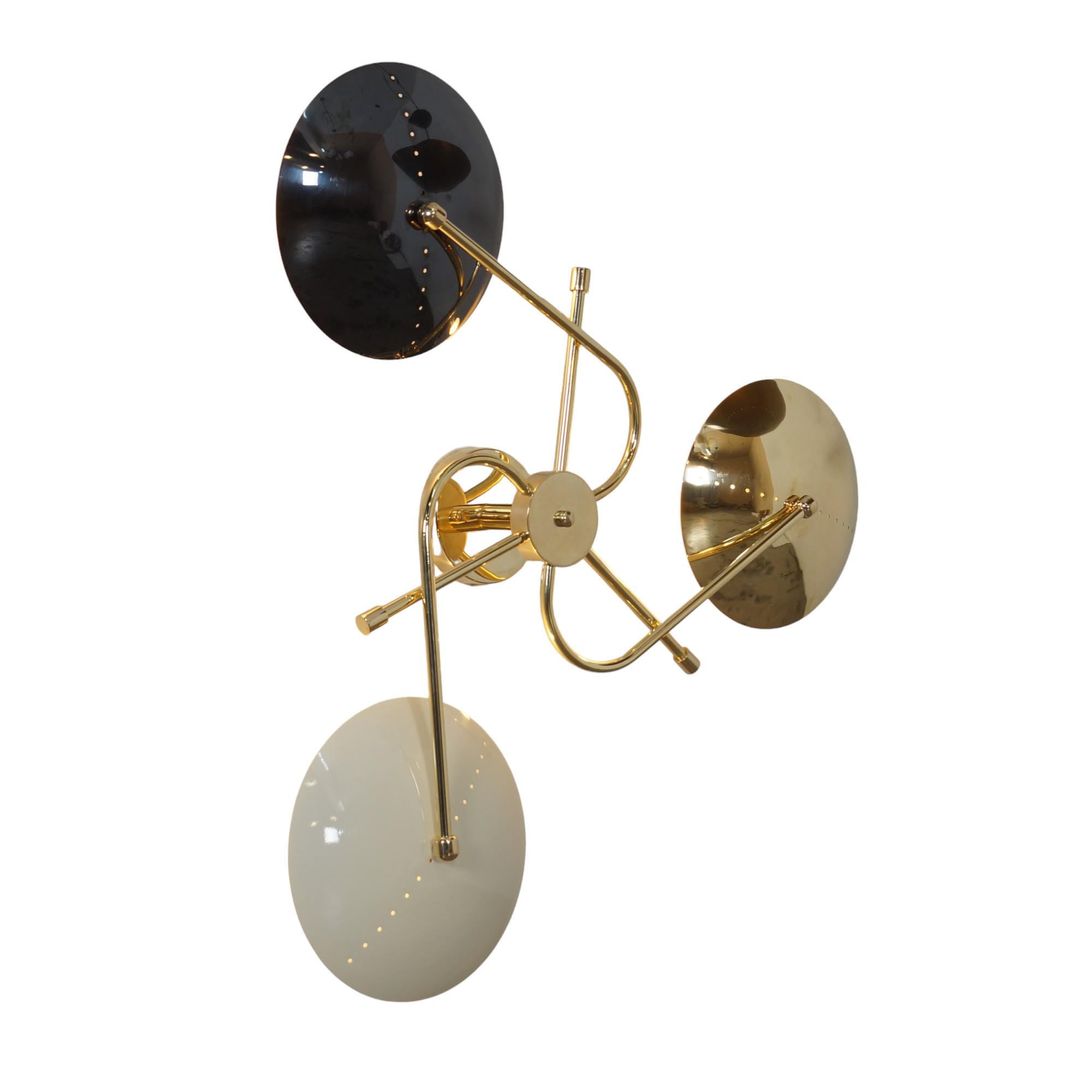 Three Disk Shade Stilnovo Style Brass Sconce Beside Wall Mount Sconce ...