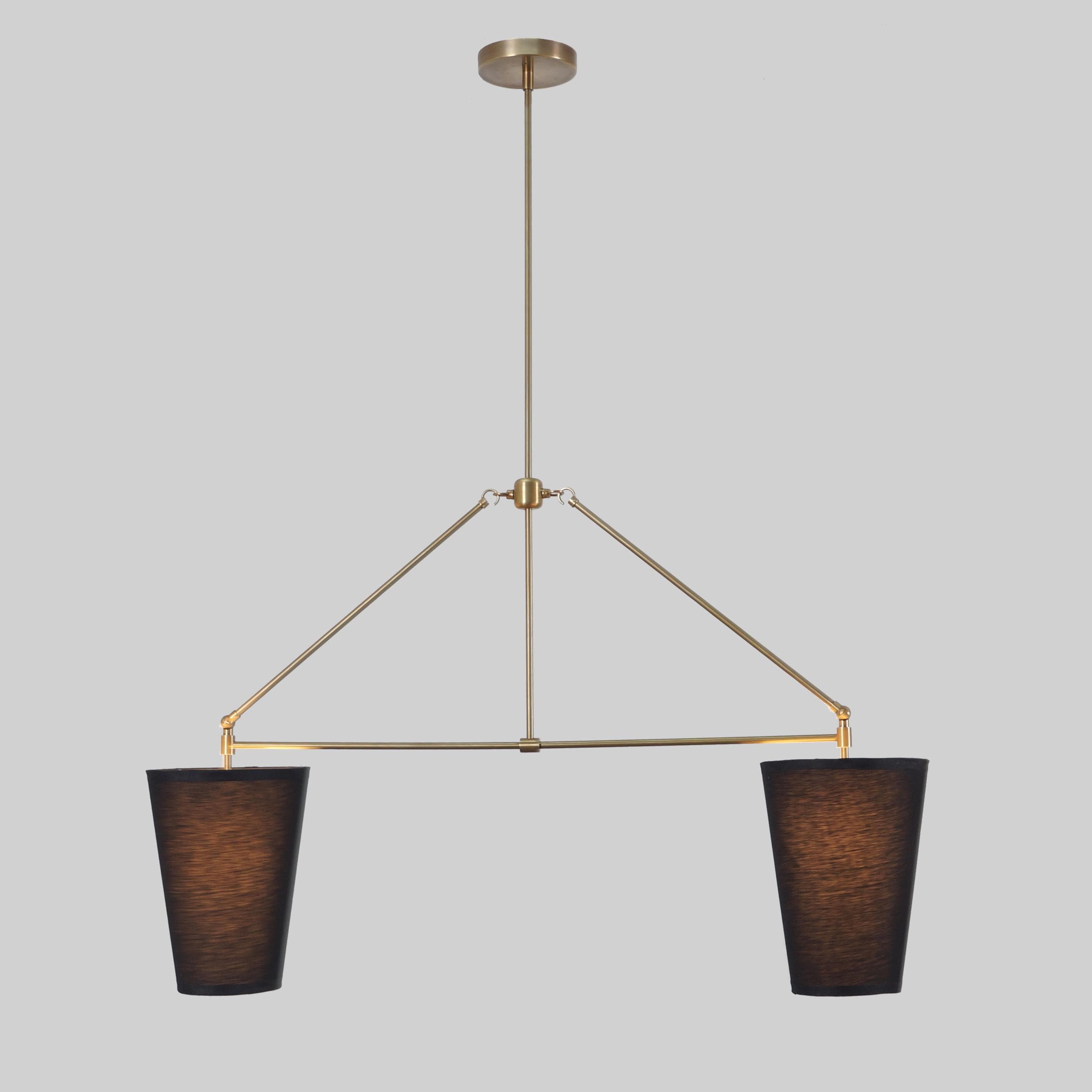 Two Linen Shade Light Stilnovo Style Brass Linear Sputnik Chandelier ...