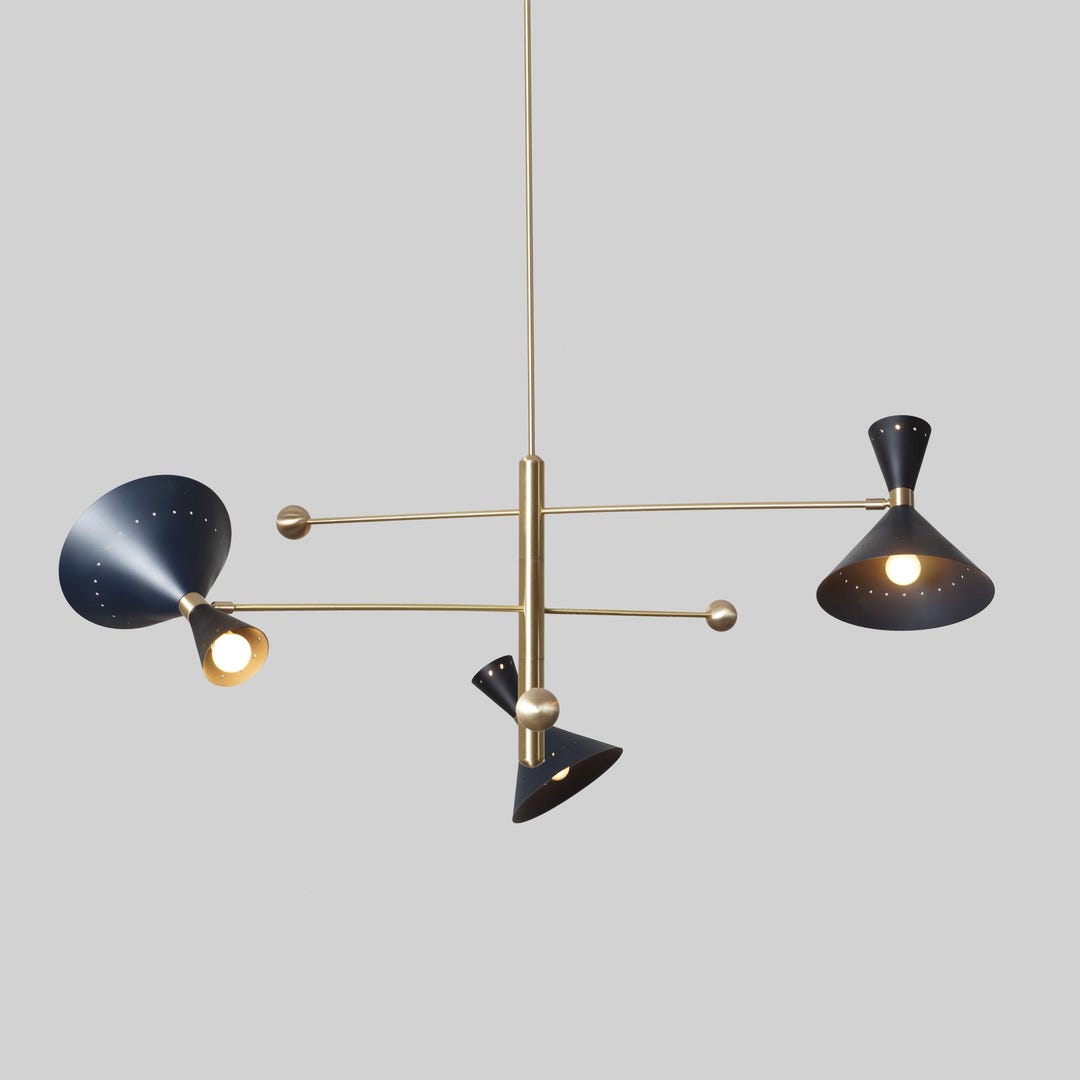 Handmade Brass Three Cone Shade Sputnik Ceiling Pendant Light Fixture ...