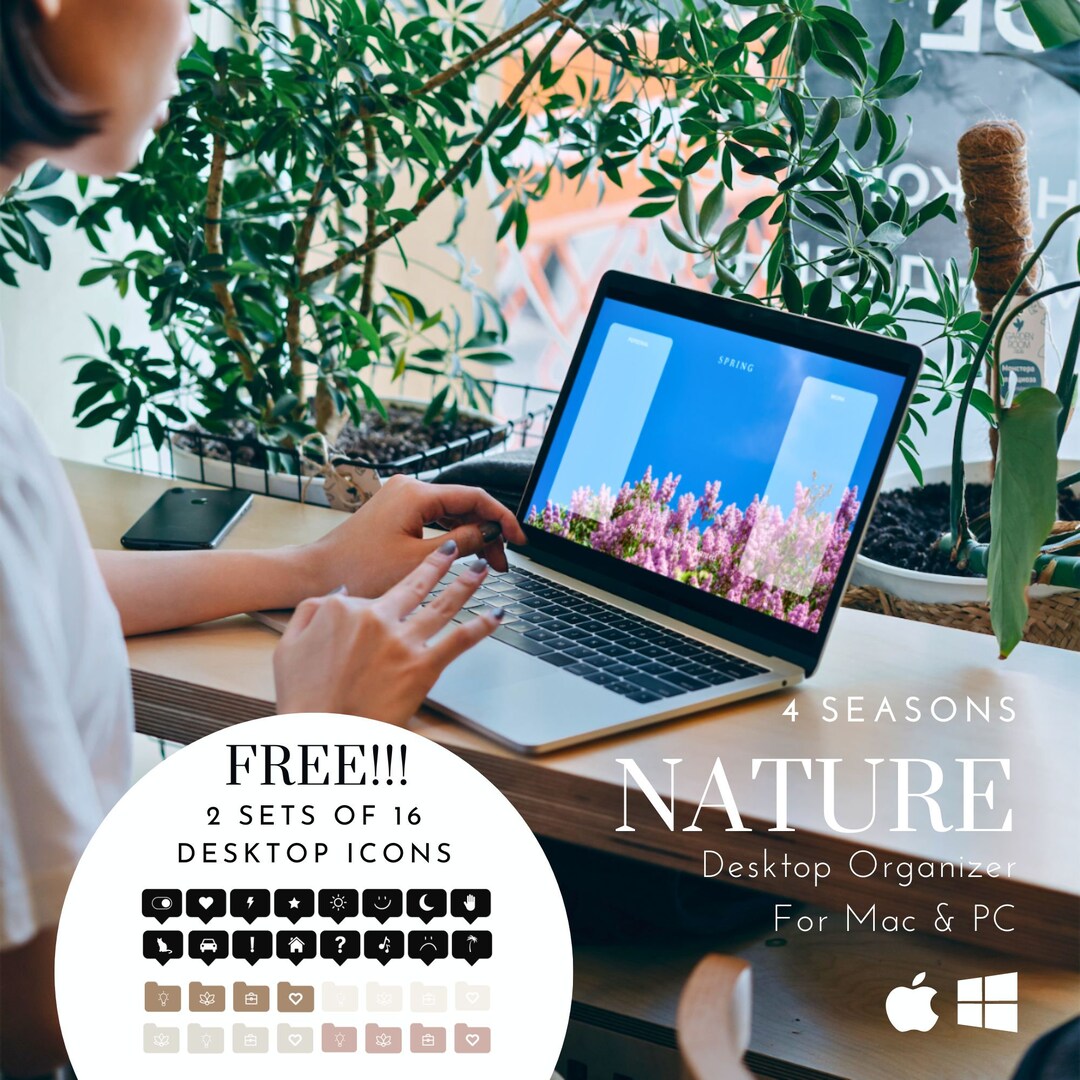 Seasonal Desktop Background Organizer With Different Landscapes - Etsy