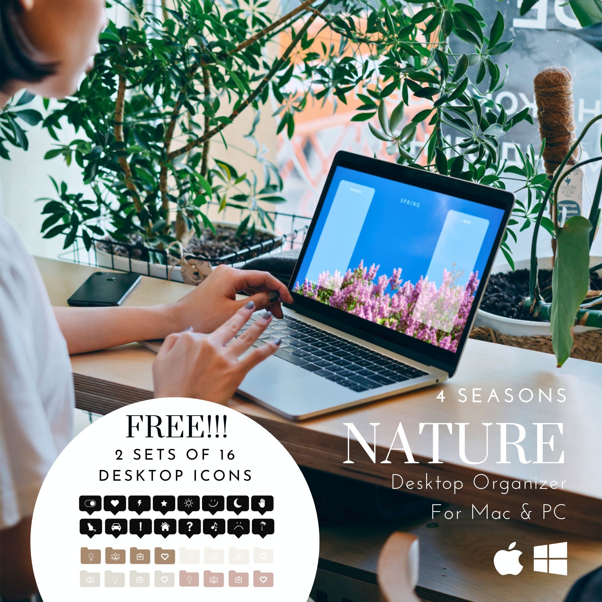 Seasonal Desktop Background Organizer With Different Landscapes - Etsy