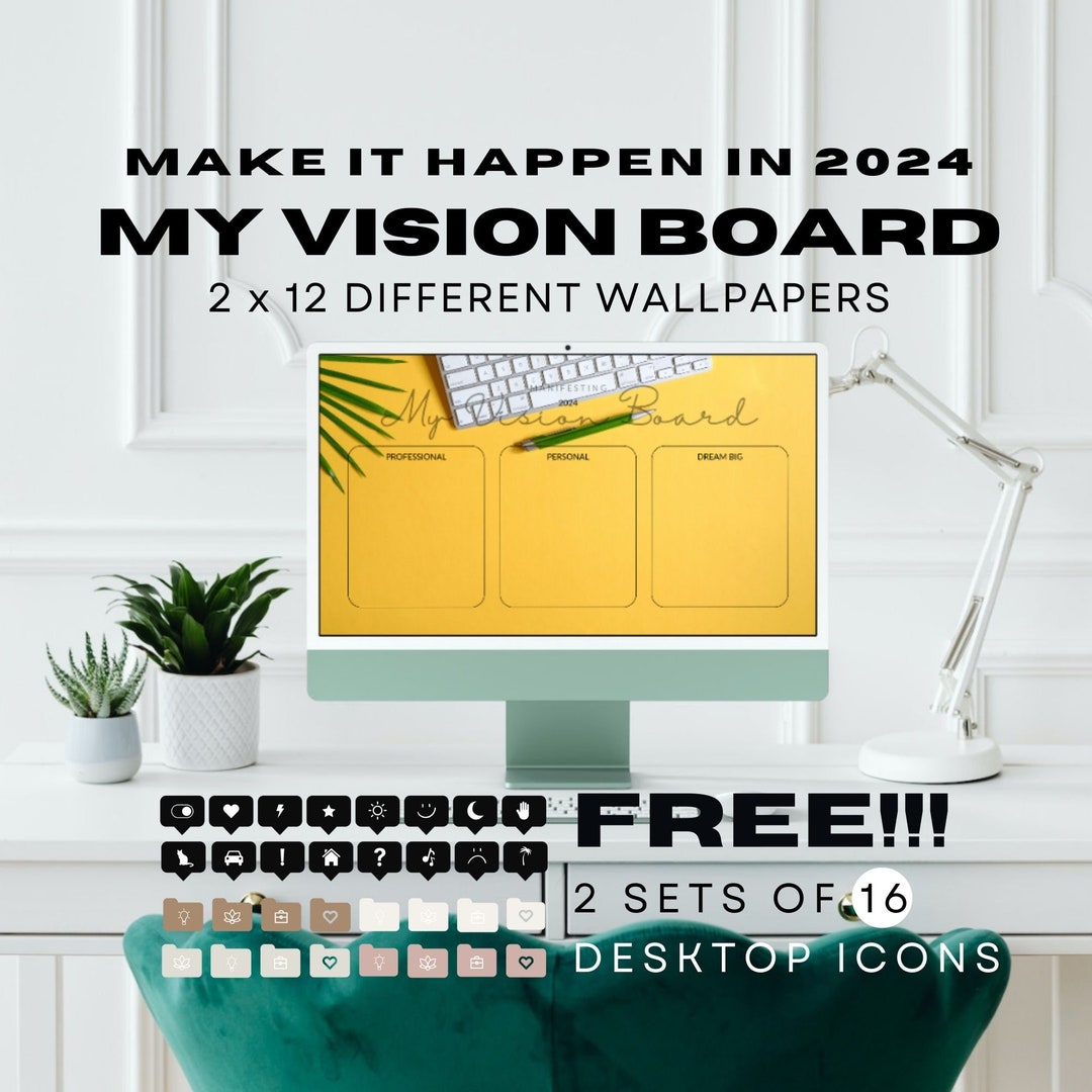 Vision Board Desktop Wallpaper Designs | Goal Setting Template ...