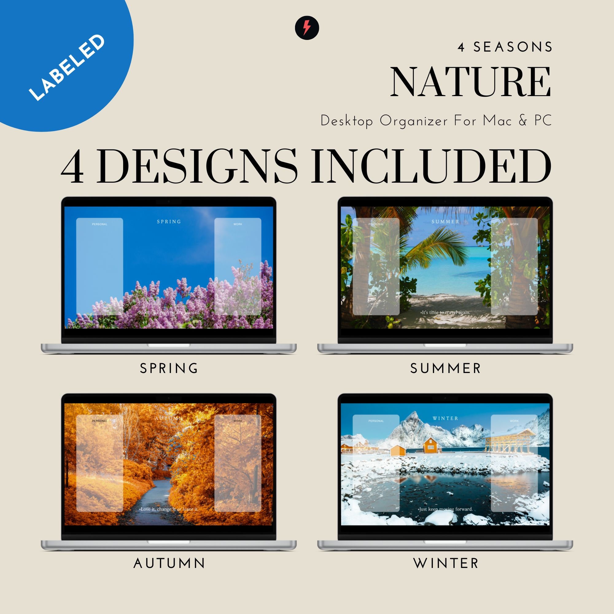 Seasonal Desktop Background Organizer With Different Landscapes - Etsy