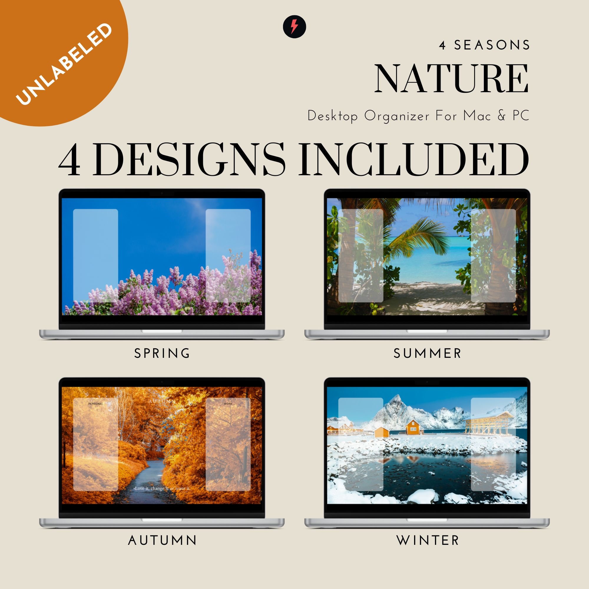 Seasonal Desktop Background Organizer With Different Landscapes - Etsy