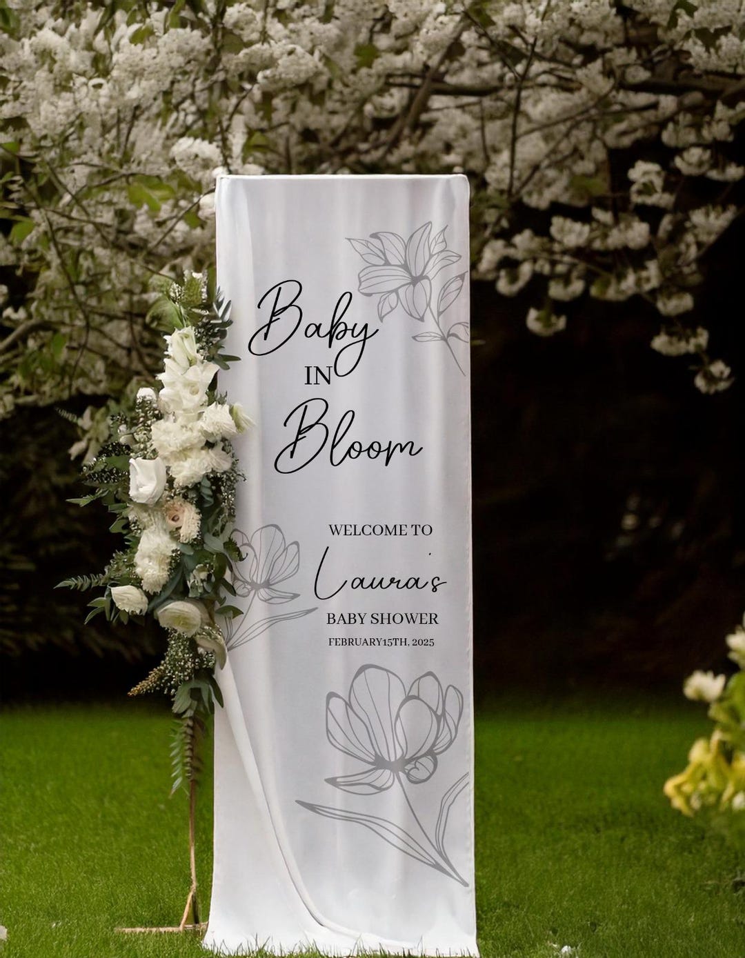 Custom Baby Shower Sign, Fabric Baby Shower Sign, Hello Baby Sign, Baby ...