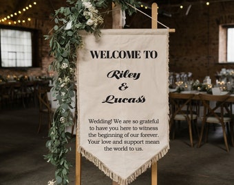 Wedding Fabric Welcome Sign, Custom Pennant, Personalized Welcome Wall ...