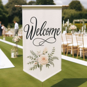 Wedding Fabric Welcome Sign, Custom Pennant, Personalized Welcome Wall ...