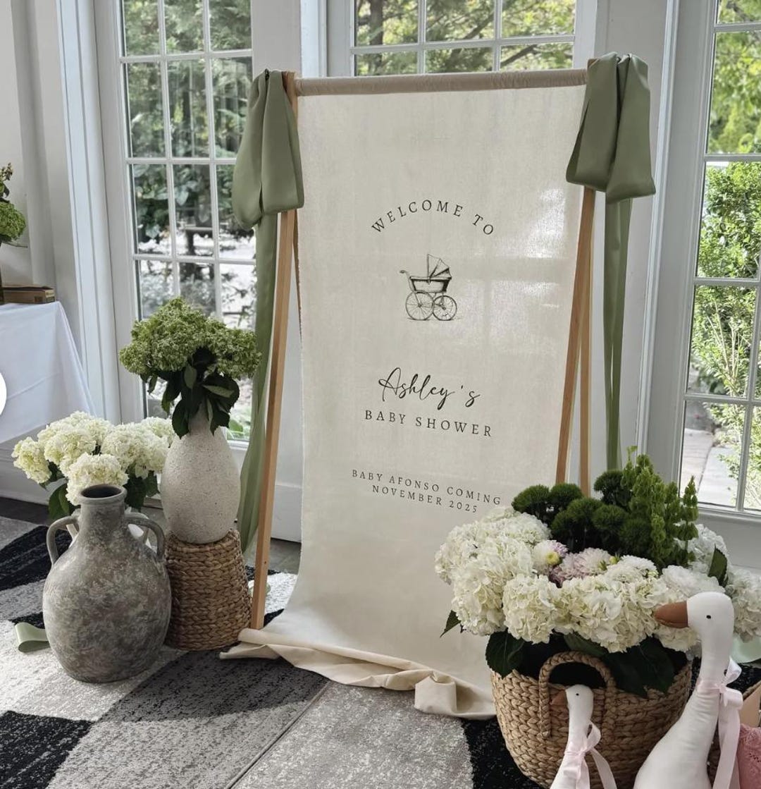 Custom Baby Shower Sign, Fabric Baby Shower Sign, Hello Baby Sign, Baby ...