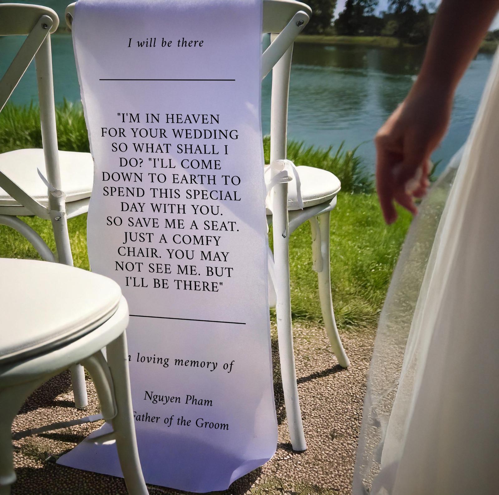 Reserved Wedding Memorial Chair Sign, Personalized Fabric Sign, Wedding ...