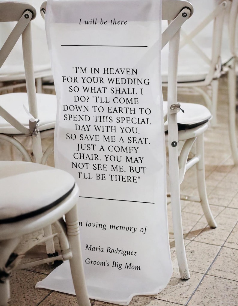 Custom Reserved Seat Wedding Chair Signage, in Loving Memory Fabric ...