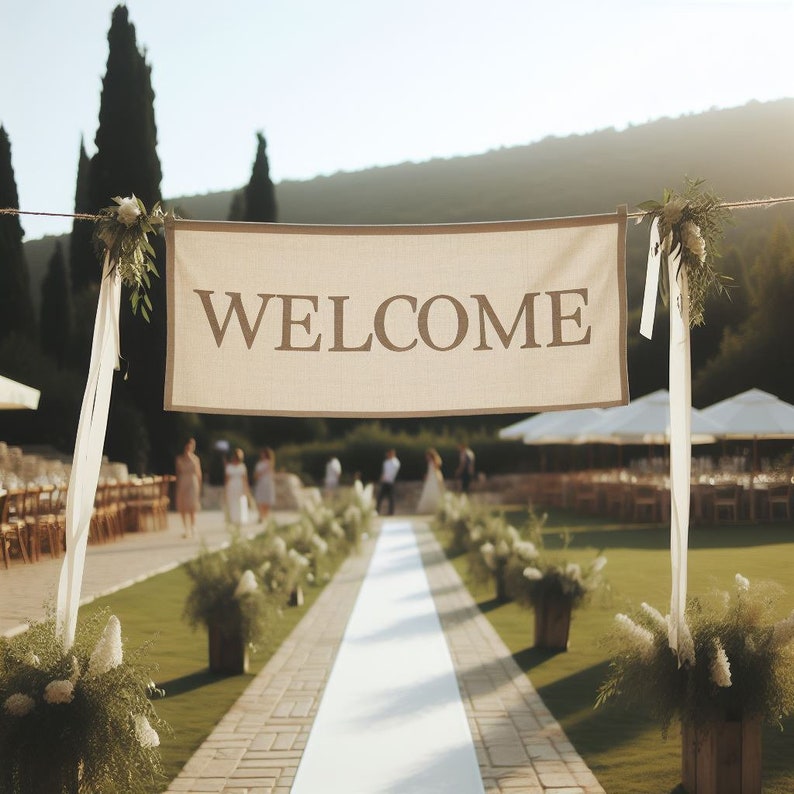 Wedding Fabric Welcome Sign, Custom Pennant, Personalized Welcome Wall ...