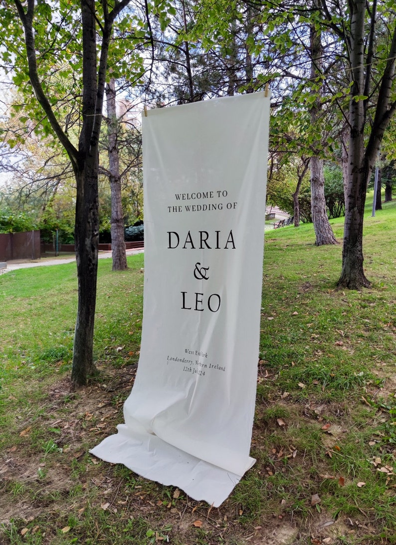 Wedding Fabric Welcome Sign, Modern Wedding Welcome Sign, Fabric Sign ...