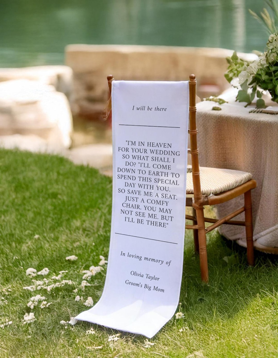RESERVED Memorial Chair Sign, Memorial Wedding Sign, Wedding Fabric ...