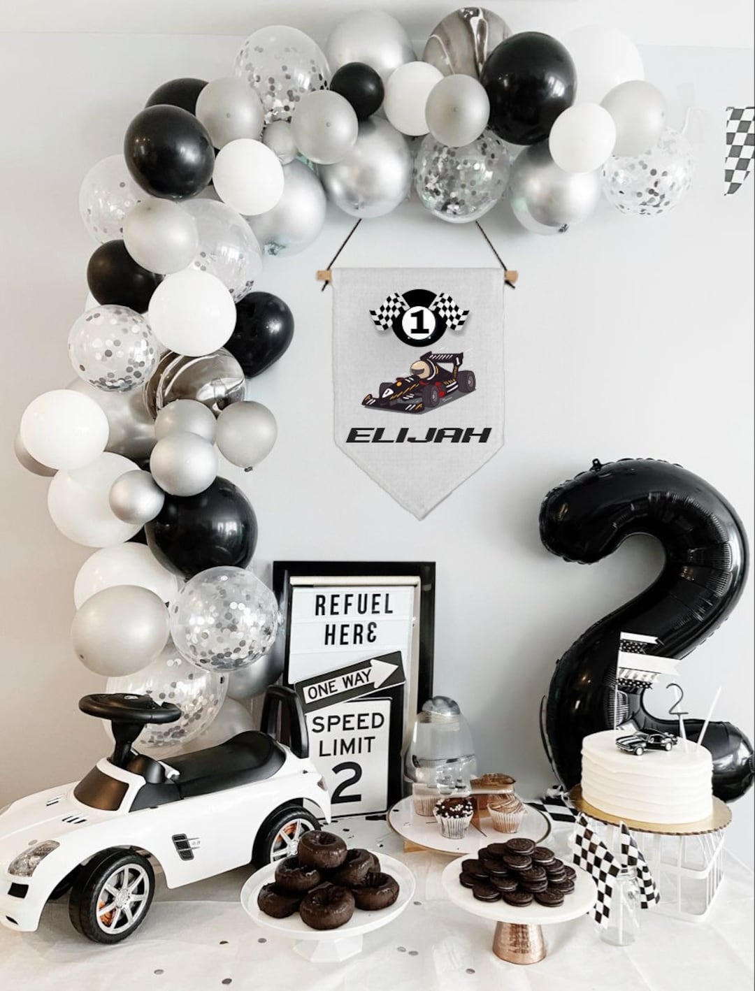 A Fast Birthday, Race Car Birthday Banner, Personalised Pennant, Two ...