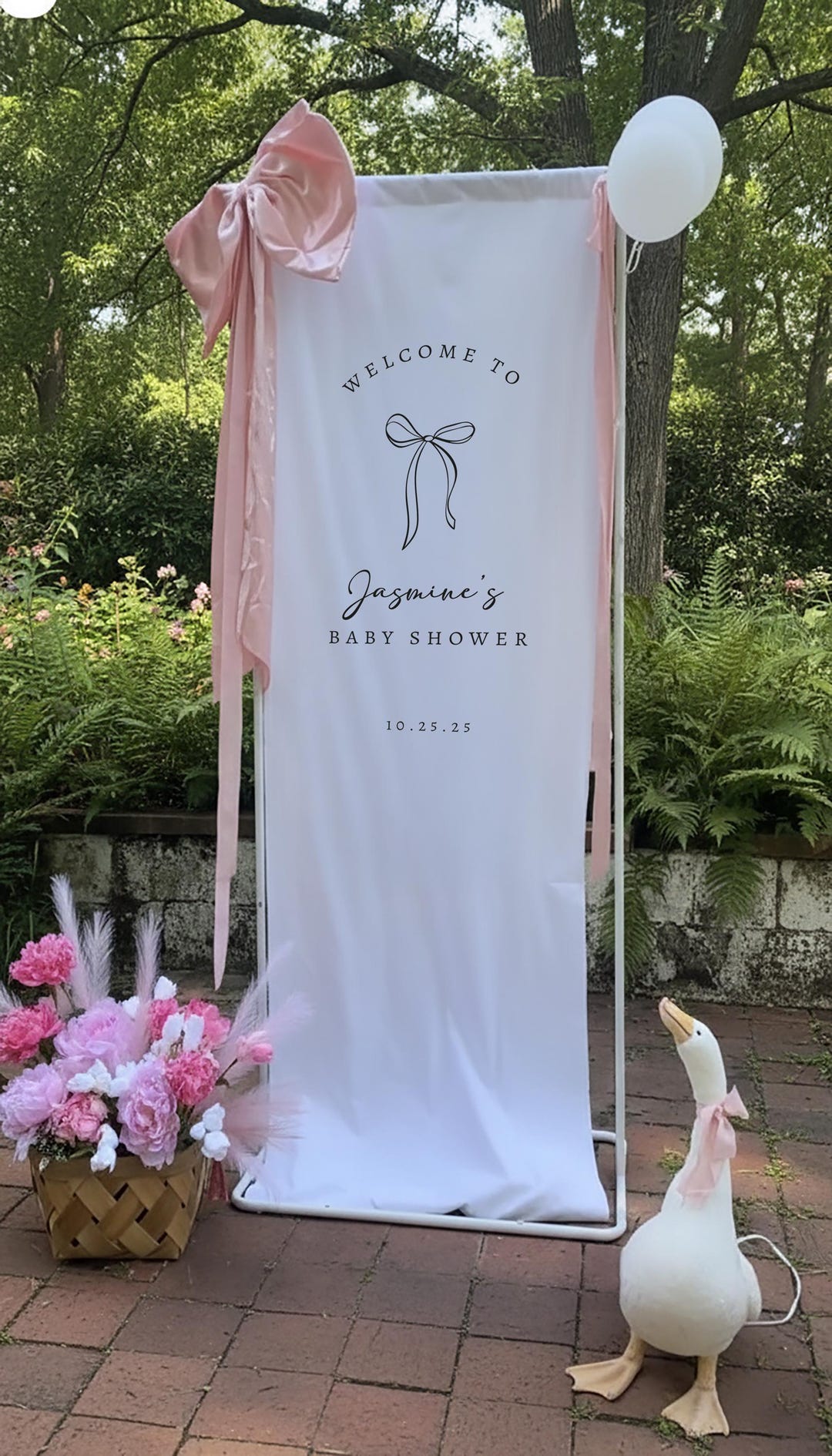 Bow Baby Shower Welcome Sign, Custom Baby Shower Sign, Fabric Baby ...