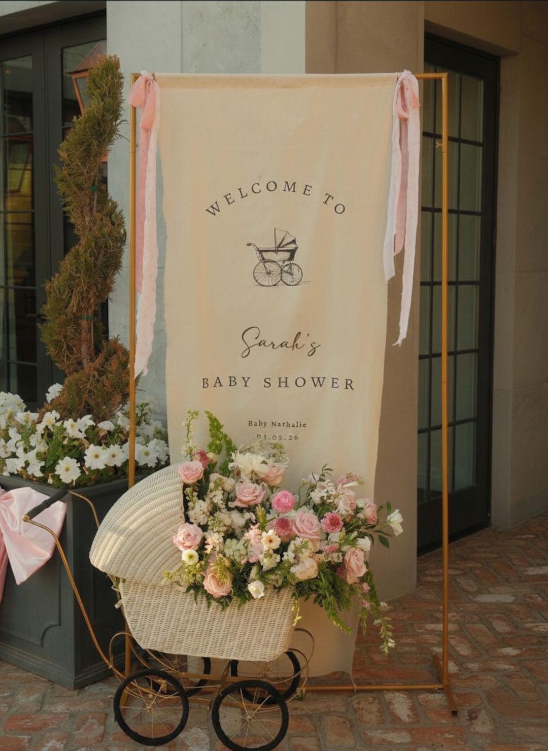 Custom Fabric Baby Shower Welcome Sign, Fabric Baby Shower Sign, Hello ...