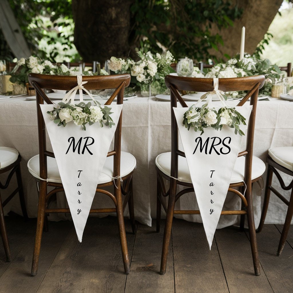 Wedding Bride and Groom Chair Sign, Bride Groom Chair Sign, Wedding Day ...