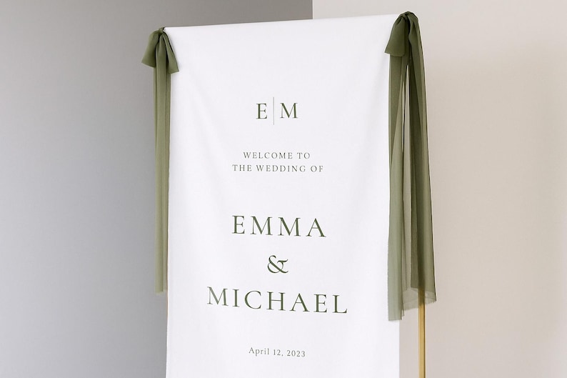 Wedding Fabric Welcome Sign, Modern Wedding Welcome Sign, Fabric Sign ...