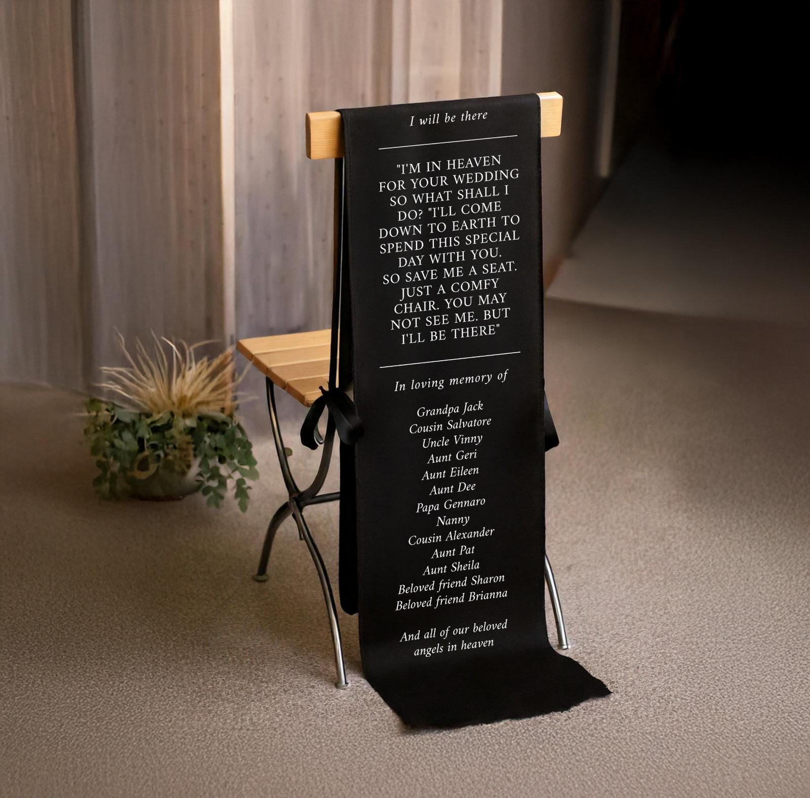 Custom Reserved Seat Wedding Chair Signage, in Loving Memory Fabric ...