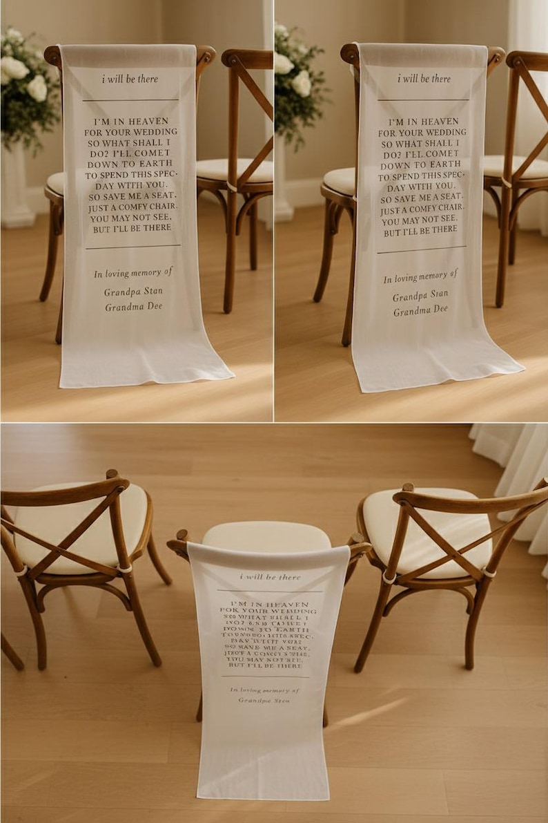 Reserved Wedding Memorial Chair Sign, Personalized Fabric Sign, Wedding ...