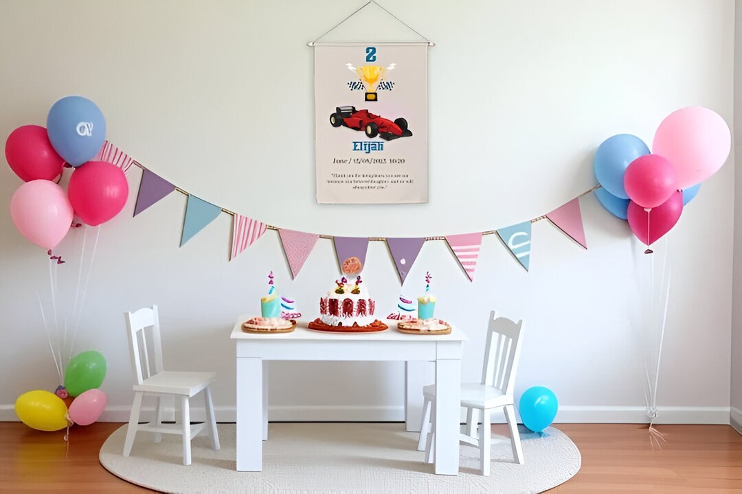 A Fast Birthday, Race Car Birthday Banner, Personalised Pennant, Two ...