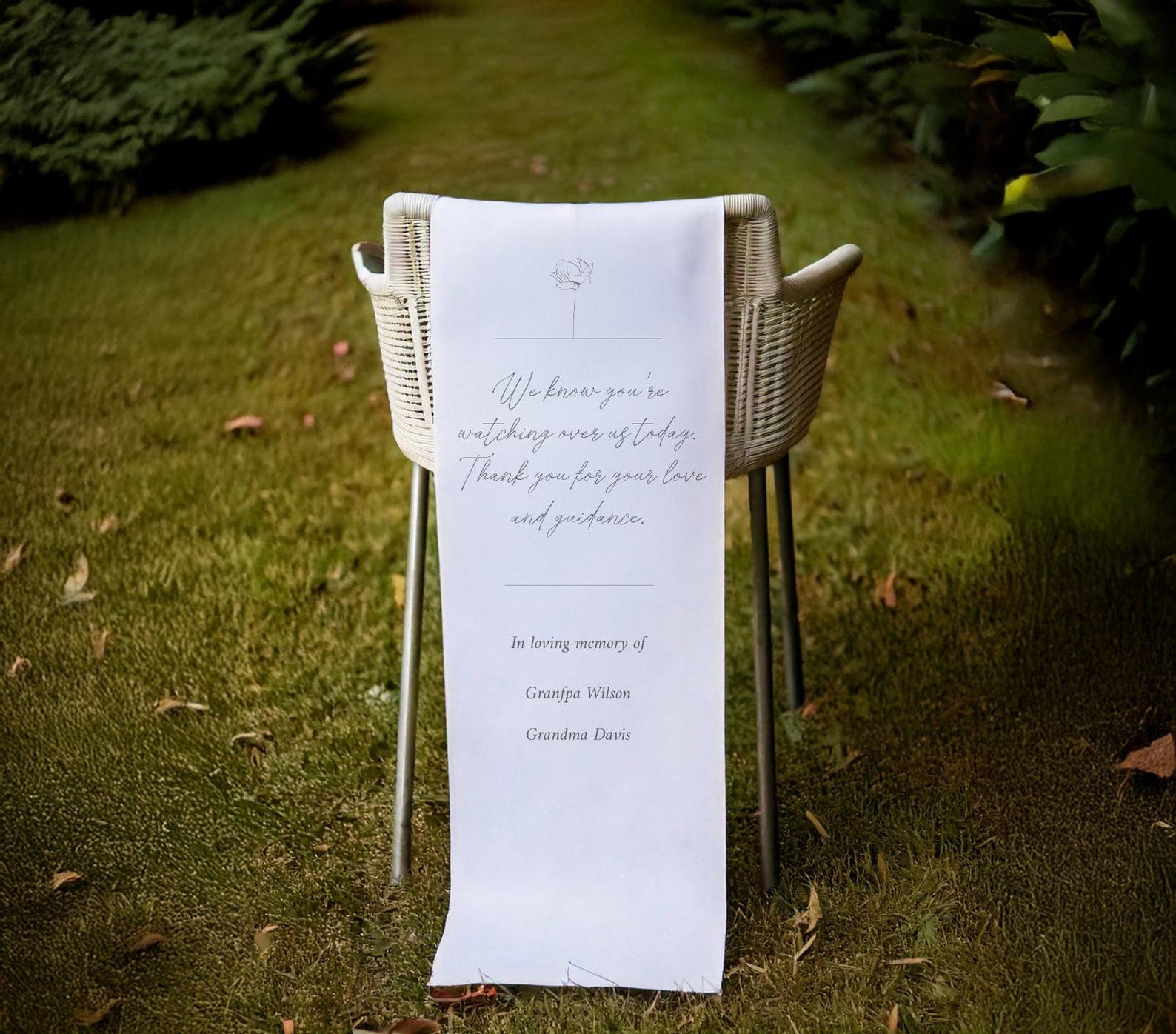 Custom Reserved Seat Wedding Chair Signage, in Loving Memory Fabric ...