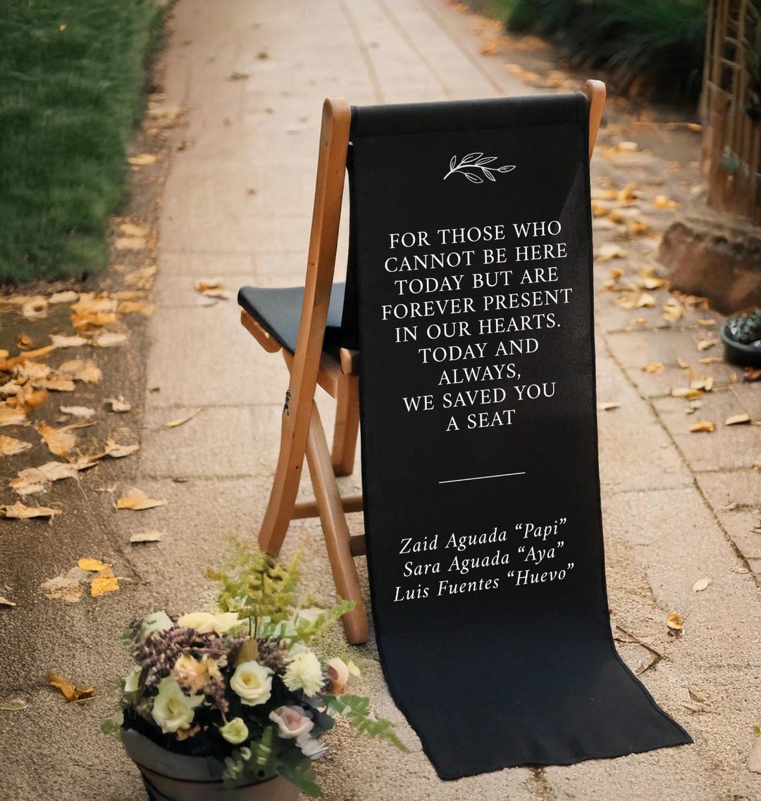 Custom Reserved Seat Wedding Chair Signage, in Loving Memory Fabric ...