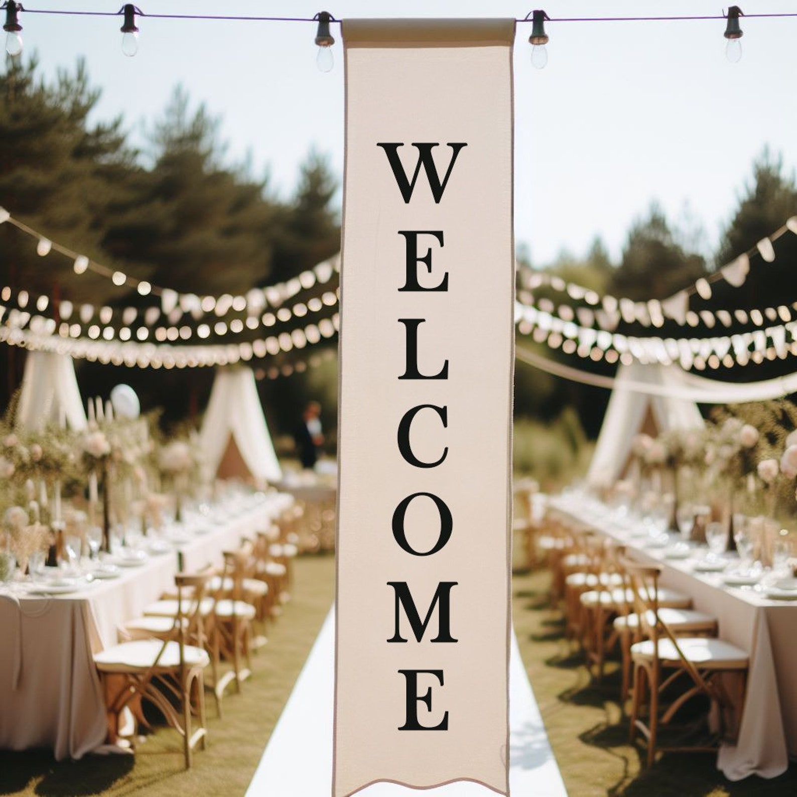 Wedding Fabric Welcome Sign, Custom Pennant, Personalized Welcome Wall ...