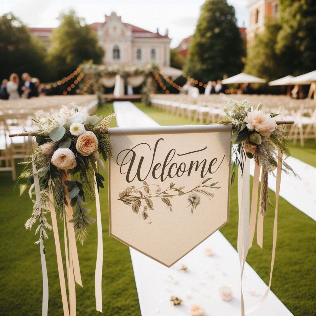 Wedding Fabric Welcome Sign, Custom Pennant, Personalized Welcome Wall ...
