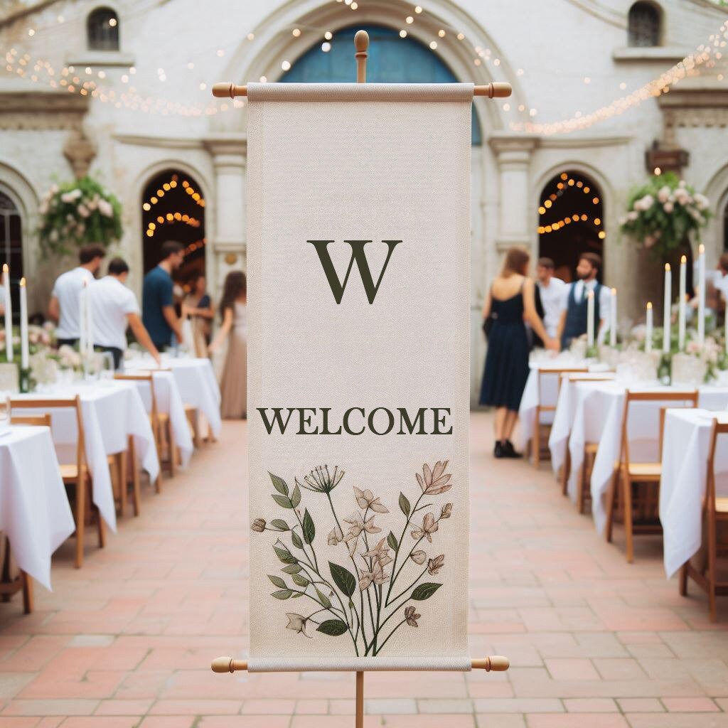 Wedding Fabric Welcome Sign, Custom Pennant, Personalized Welcome Wall ...