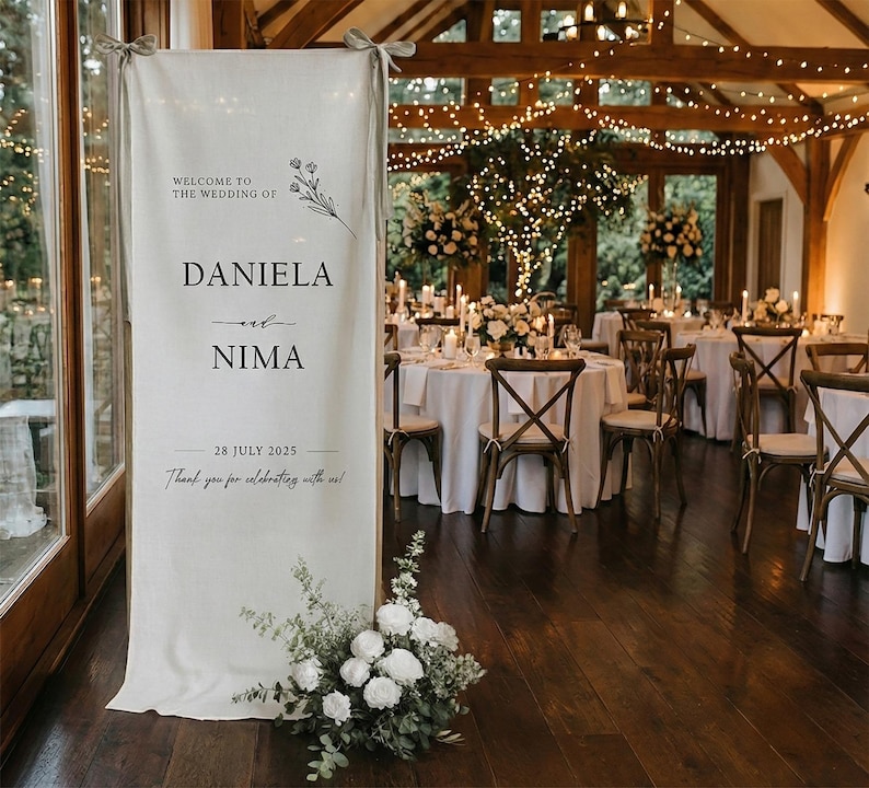 Fabric Wedding Welcome Sign, Personalised Wedding Welcome Sign, Fabric ...