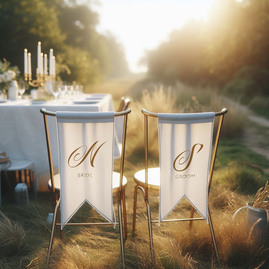 Wedding Bride and Groom Chair Sign, Bride Groom Chair Sign, Newlyweds ...