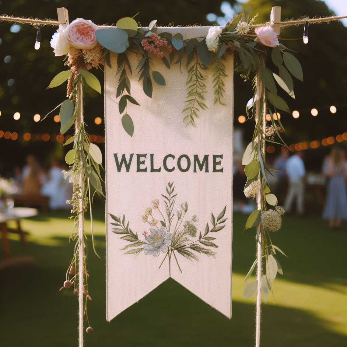 Wedding Fabric Welcome Sign, Custom Pennant, Personalized Welcome Wall ...