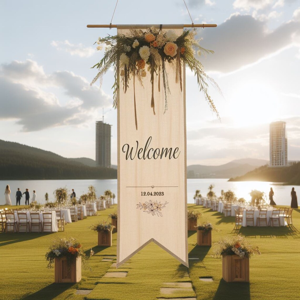 Wedding Fabric Welcome Sign, Custom Pennant, Personalized Welcome Wall ...