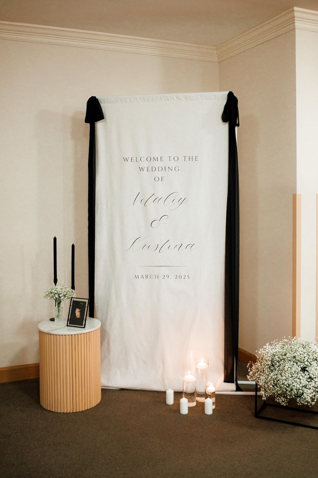 Wedding Fabric Welcome Sign, Modern Wedding Welcome Sign, Fabric Sign ...