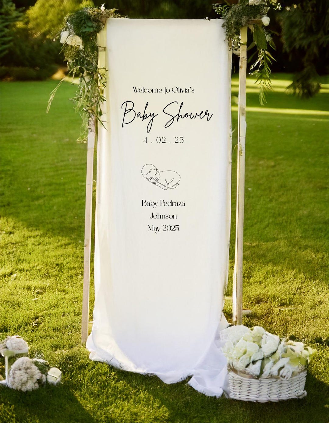 Personalized Fabric Baby Shower Sign, Custom Baby Shower Sign, Welcome ...