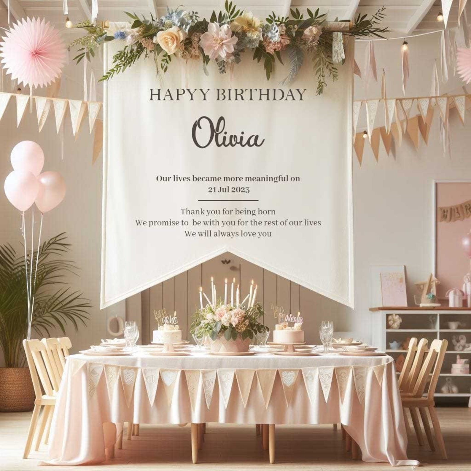 Happy Birthday Pennant, Party Decoration for Children's Birthdays ...