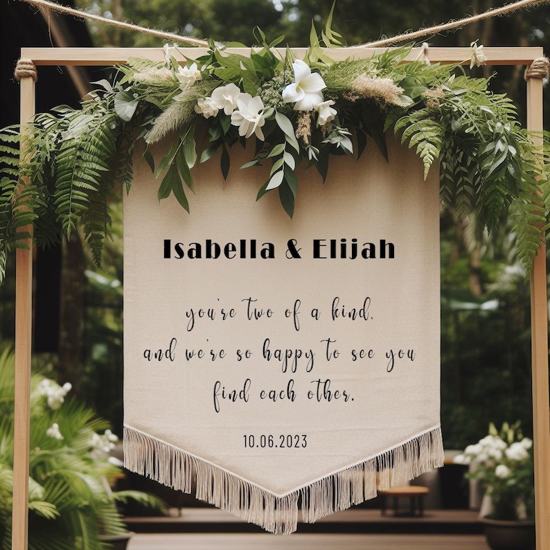 Wedding Fabric Welcome Sign, Modern Wedding Welcome Sign, Fabric Sign ...