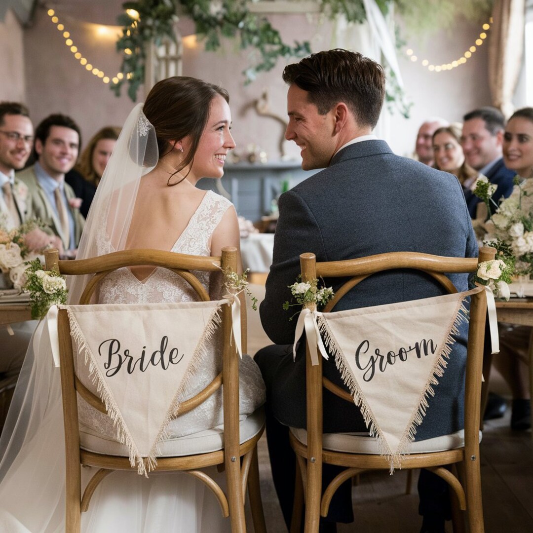 Wedding Bride and Groom Chair Sign, Bride Groom Chair Sign, Wedding Day ...
