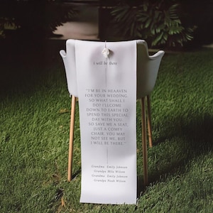 Reserved Wedding Memorial Chair Sign, Personalized Fabric Sign, Wedding ...