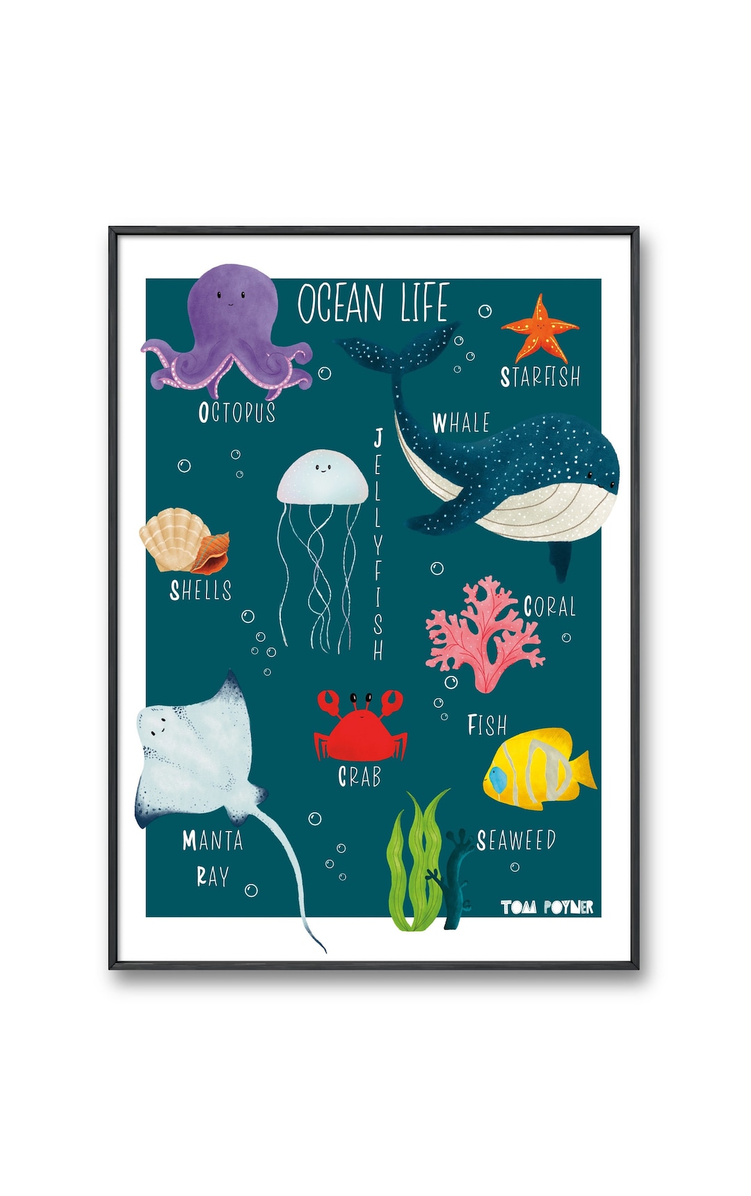 Ocean Poster Art Childrens Wall Art Ocean Illustration Hand Drawn ...